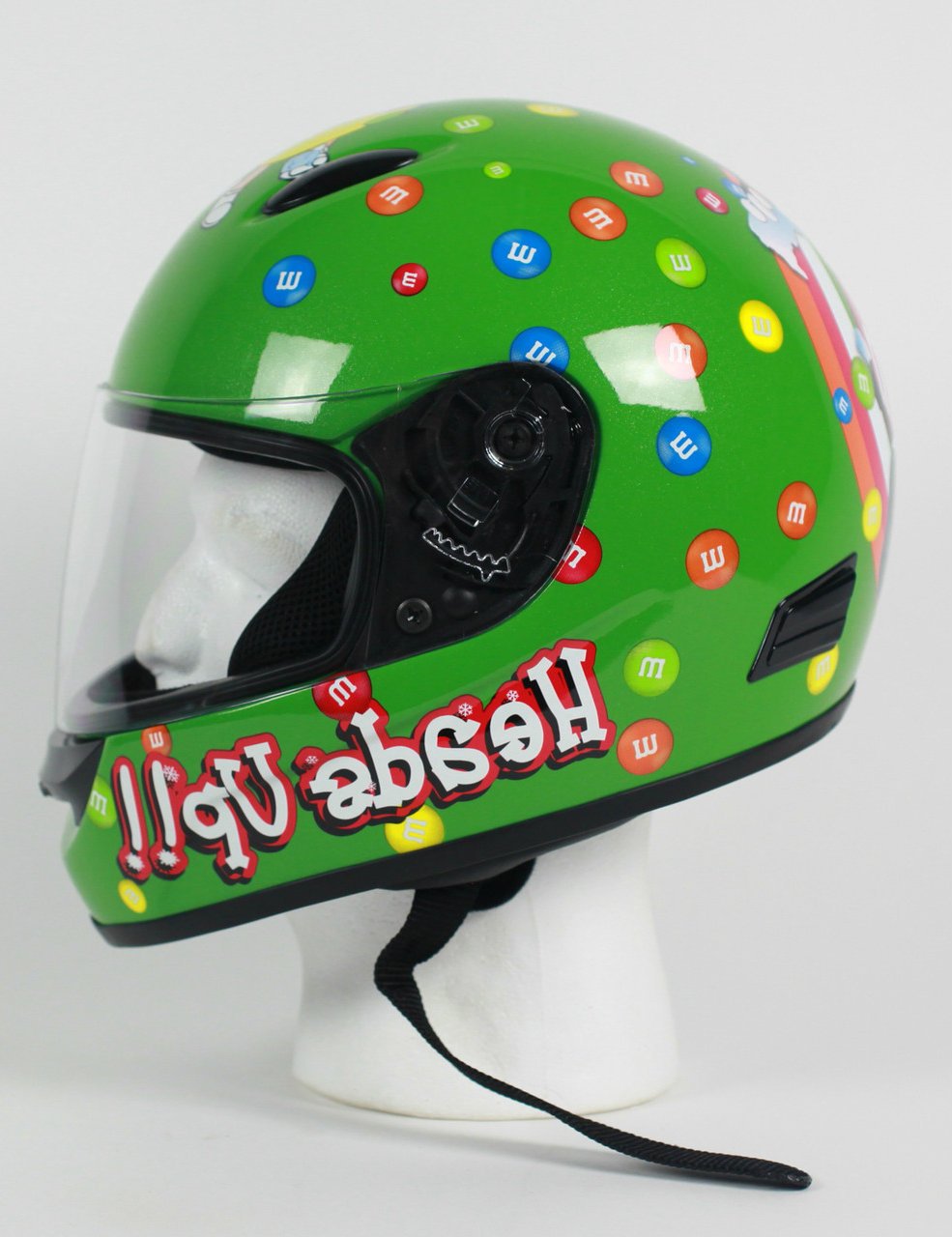 Rz3K - M&M Licensed Kids Green Full Face Motorcycle Helmet